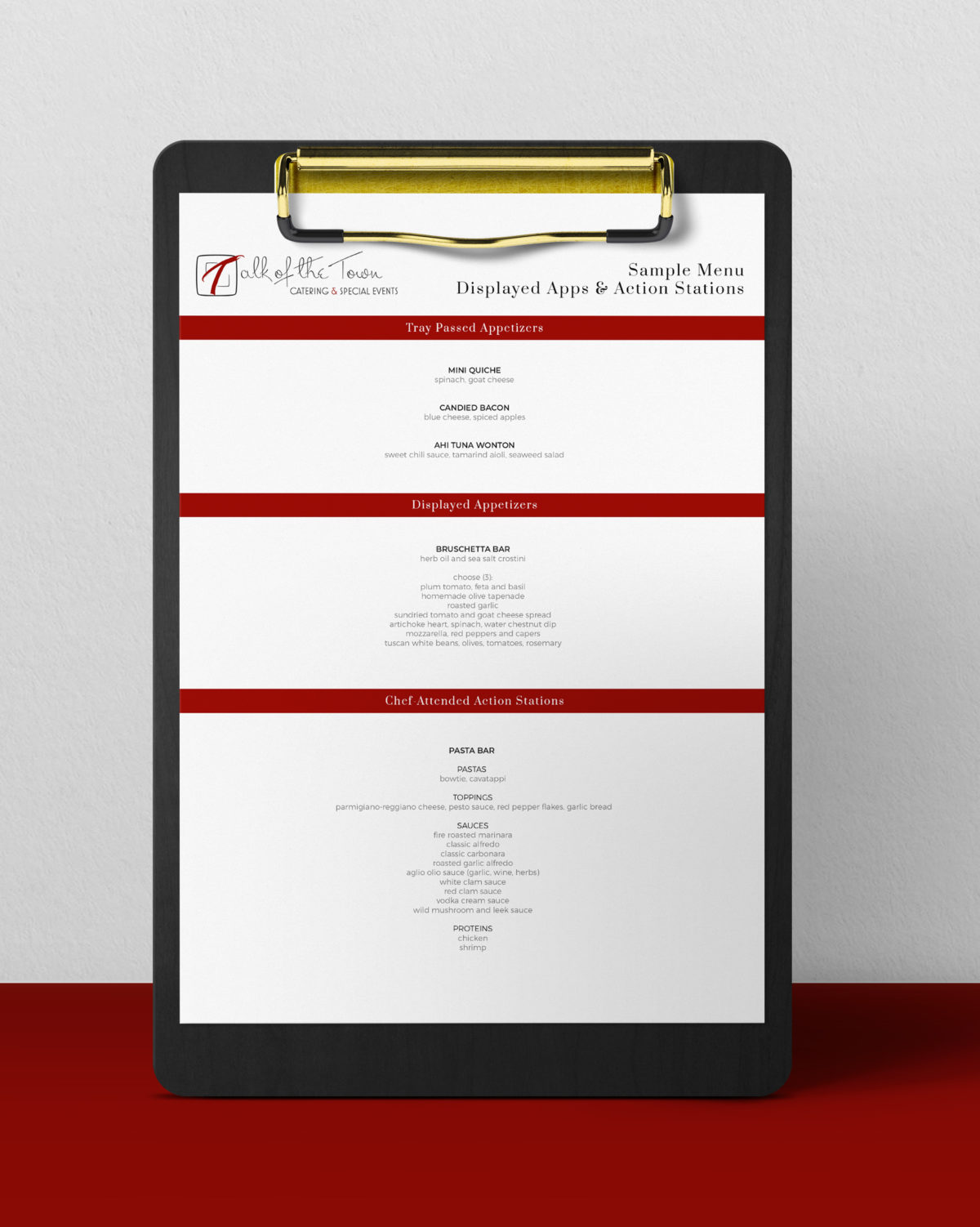 Sample Menu Selections